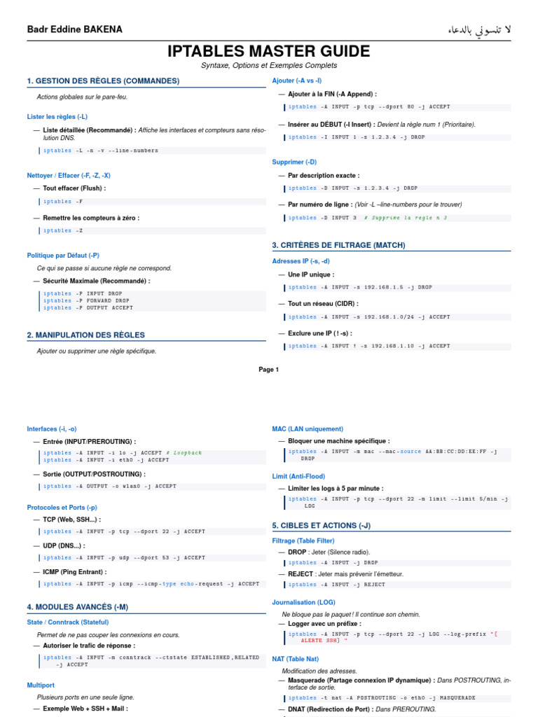 Guide Complet sur Iptables et Règles | PDF | Pare-feu (informatique ...