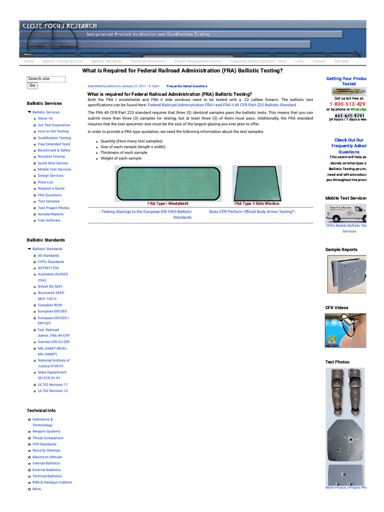 FRA Ballistic Testing Requirements Guide | PDF | Ballistics | Firearms