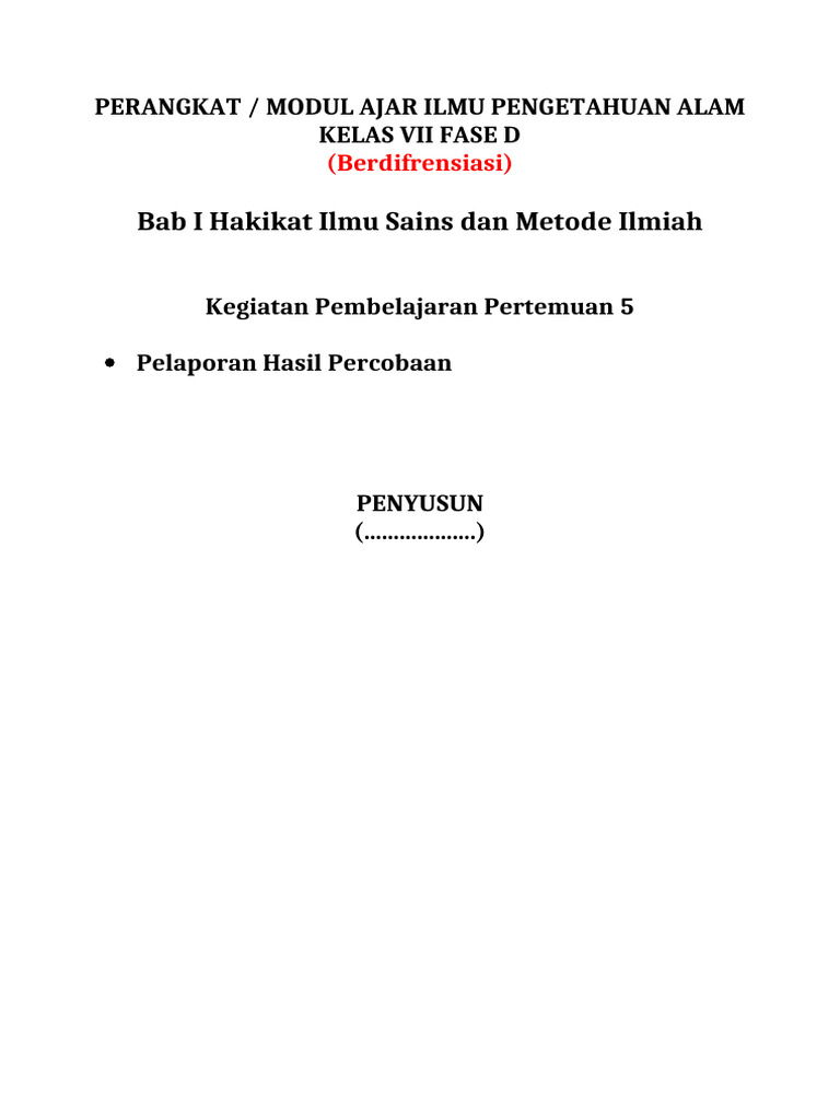 Modul Ajar IPA Kelas VII: Metode Ilmiah | PDF
