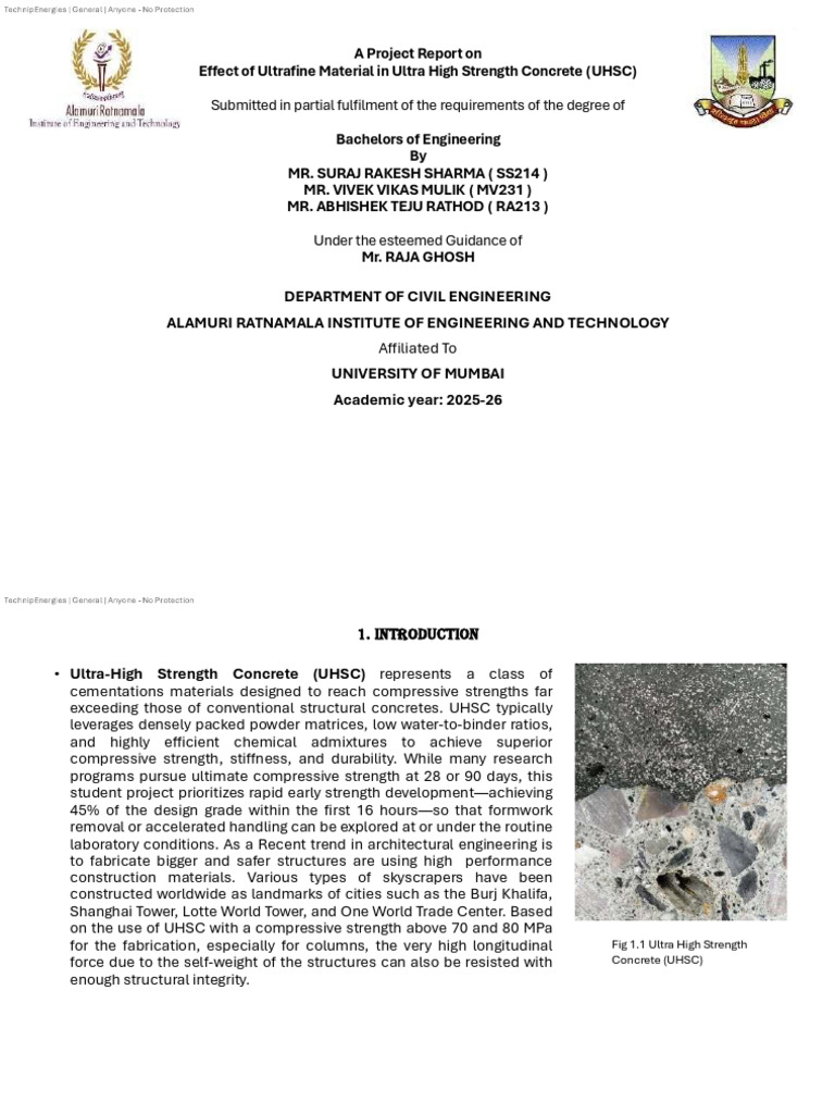Ultrafine Materials in Ultra High Strength Concrete | PDF