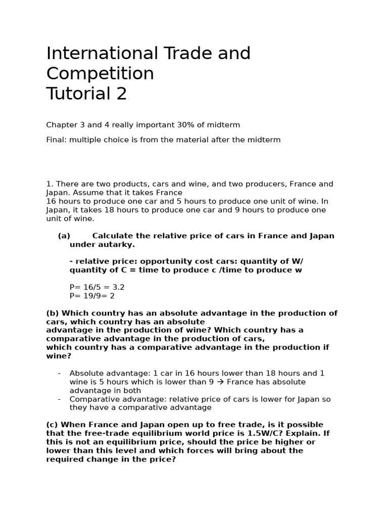 International Trade and Competition | PDF | Comparative Advantage ...