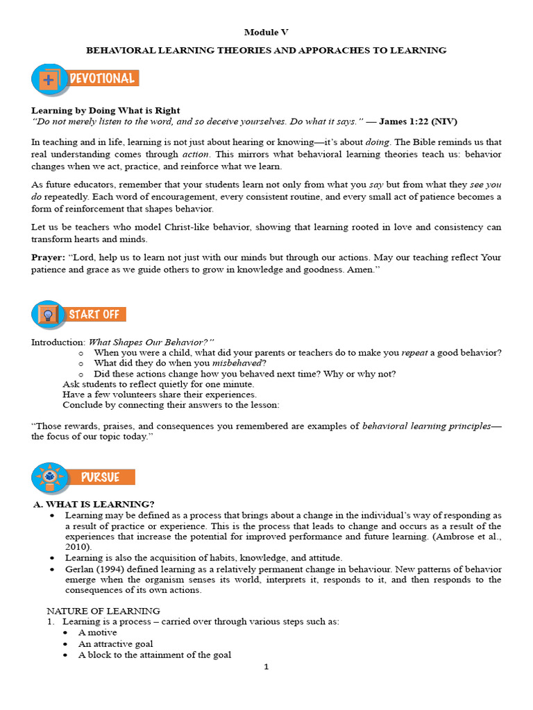 Behavioral Learning Theories Explained | PDF | Learning ...