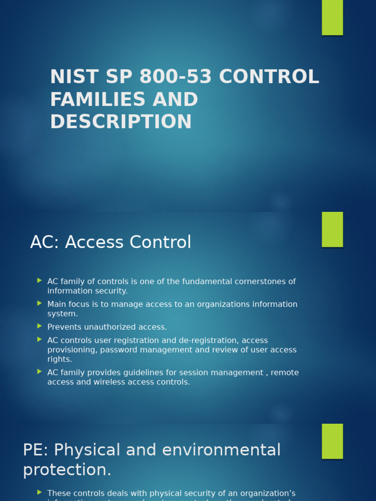 NIST SP 800-53 Control Families Overview | PDF | Computer Security ...