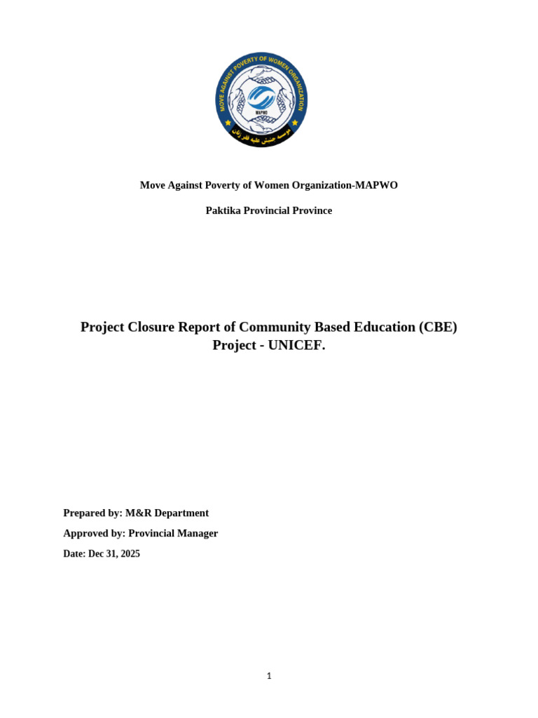 MAPWO Community-Based Education Closure Report | PDF | Teachers | Learning