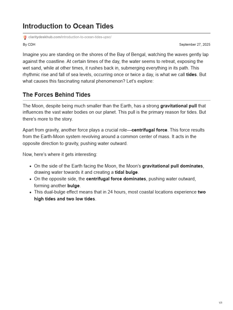 Introduction To Ocean Tides | PDF | Tide | Oceans