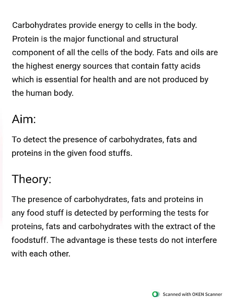 Test of Food Stuff Chemistry | PDF
