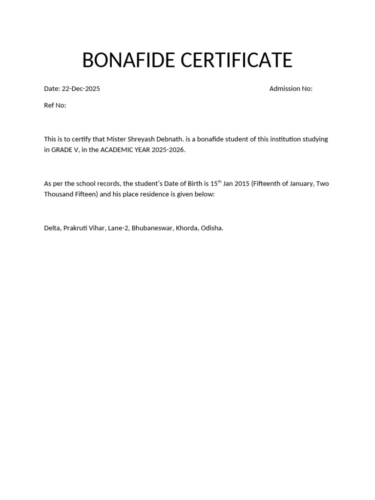 Bonafide Certificate | PDF