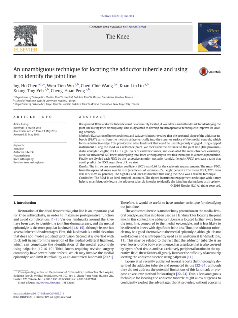 An Unambiguous Technique For Locating The Adductor Tubercle and Using ...