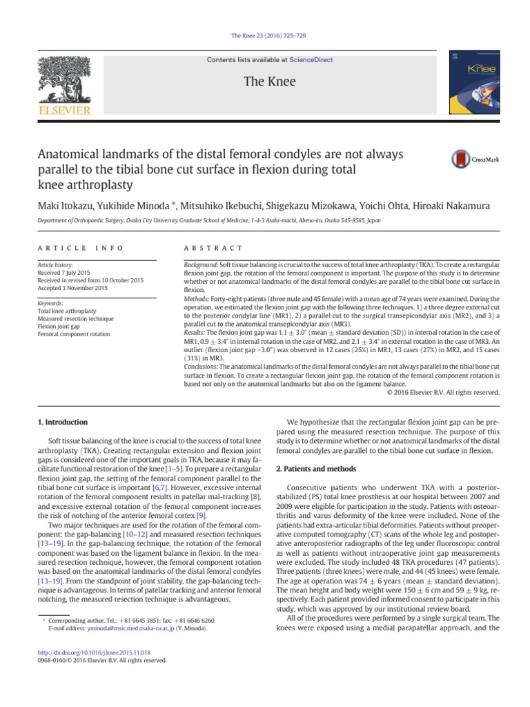 Distal Femoral Condyle Alignment in TKA | PDF | Knee | Musculoskeletal ...