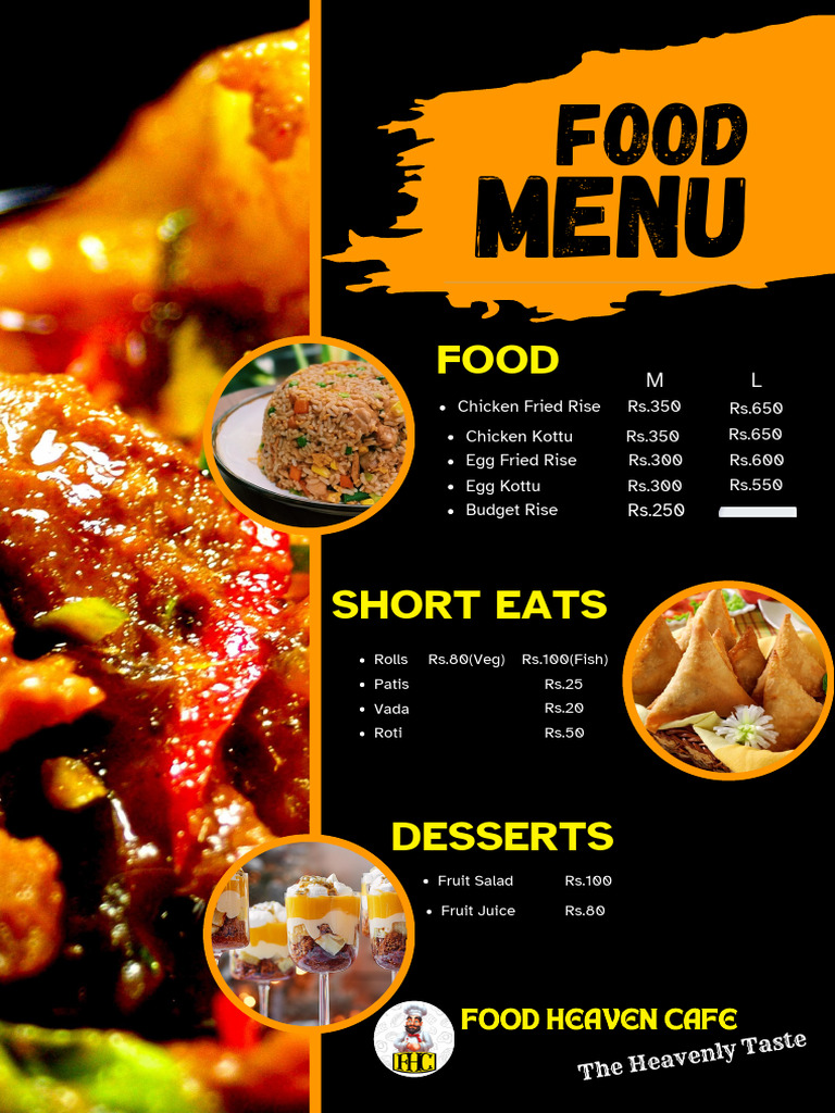 Food Heaven Cafe Menu | PDF
