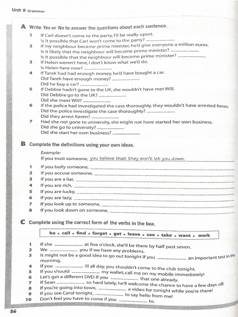 Unit 9 Grammar If | PDF