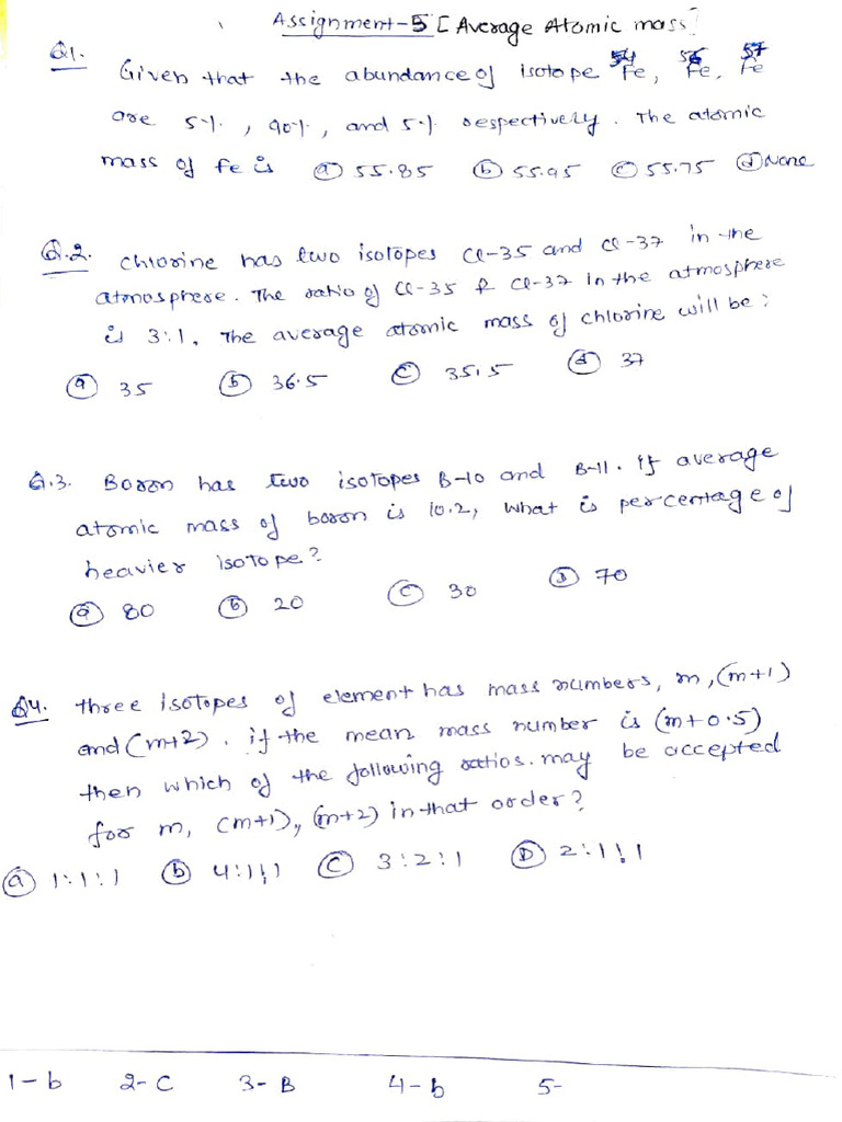 Average Atomic Mass Assignment | PDF