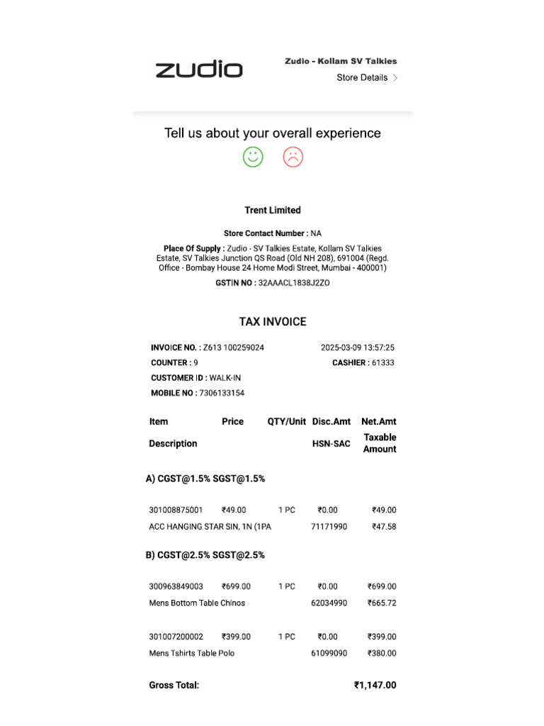Zudio Bill | PDF
