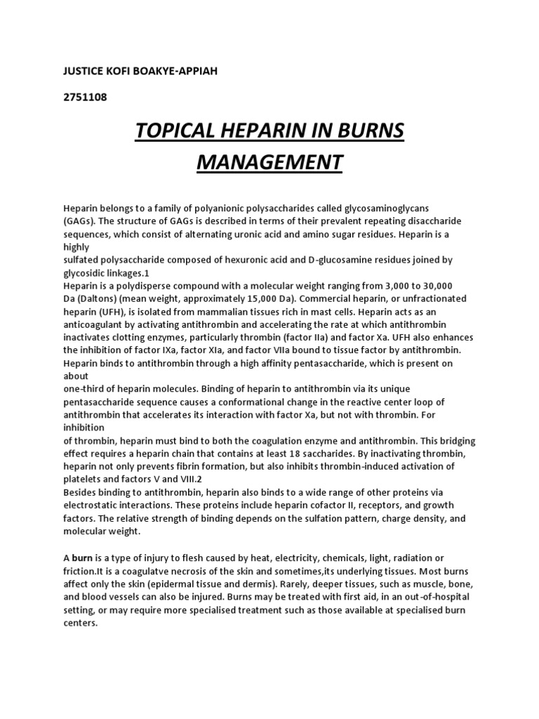 Topical Heparin in Burns Management | PDF | Burn | Medical Specialties