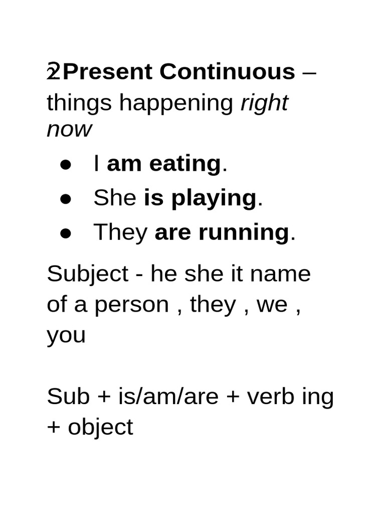 2 Present Continuous Things Happening Right Now | PDF