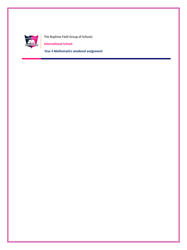 Year 4 Week 2 Mathematics Weekend Assignment-Jadyn | PDF