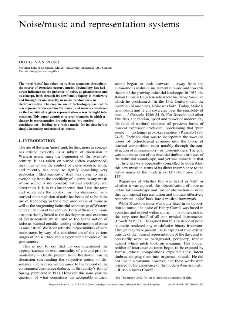 Exploring Noise in Electroacoustic Music | PDF | Sound | Noise