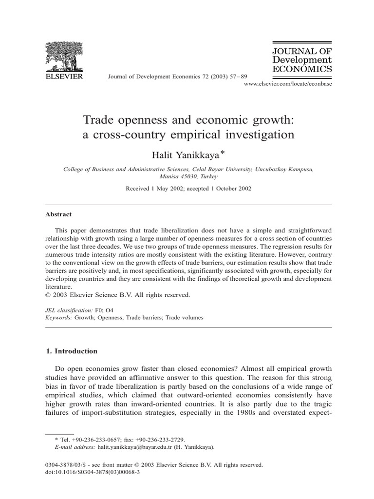 Trade Openness and Economic Growth A Cro | PDF | Exchange Rate | Non ...