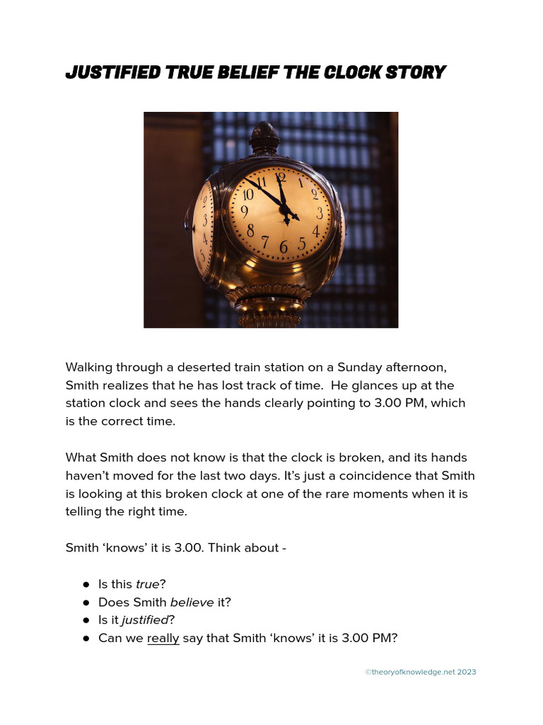 1.7 Justified True Belief (Student Handout) | PDF