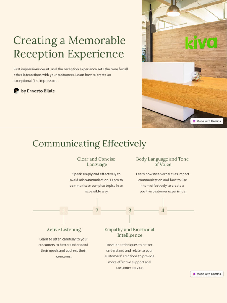 Memorable Reception Experience Guide | PDF | Communication | Empathy