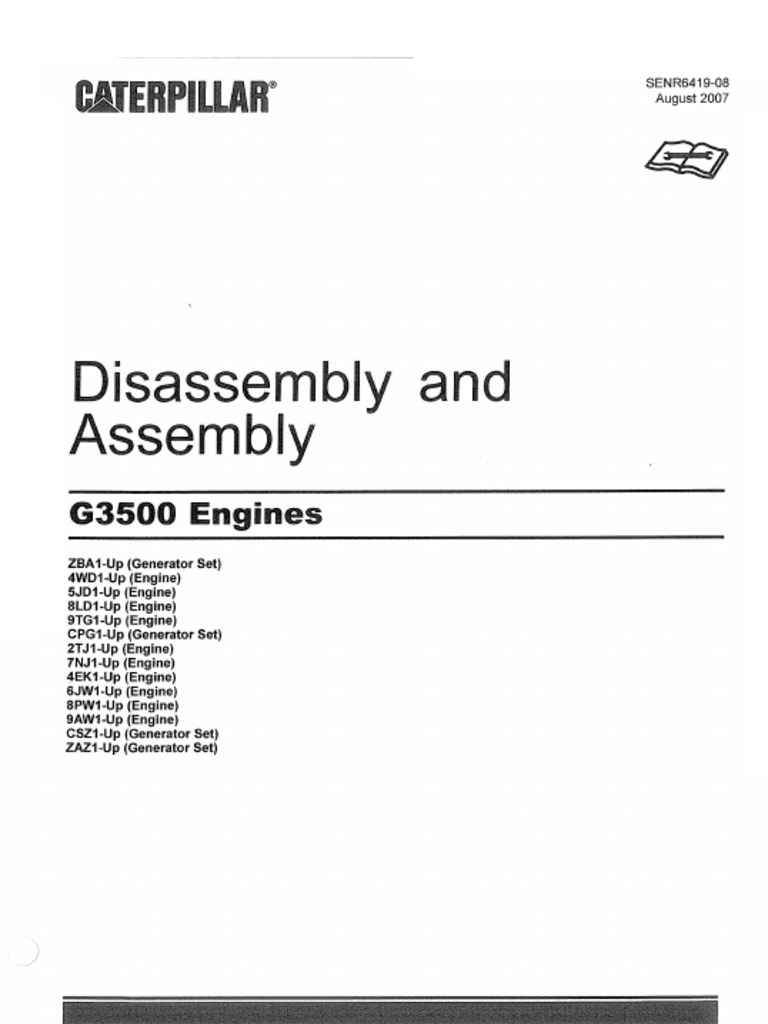 1、Caterpillar Disassembly and Assembly G3500 Engines | PDF