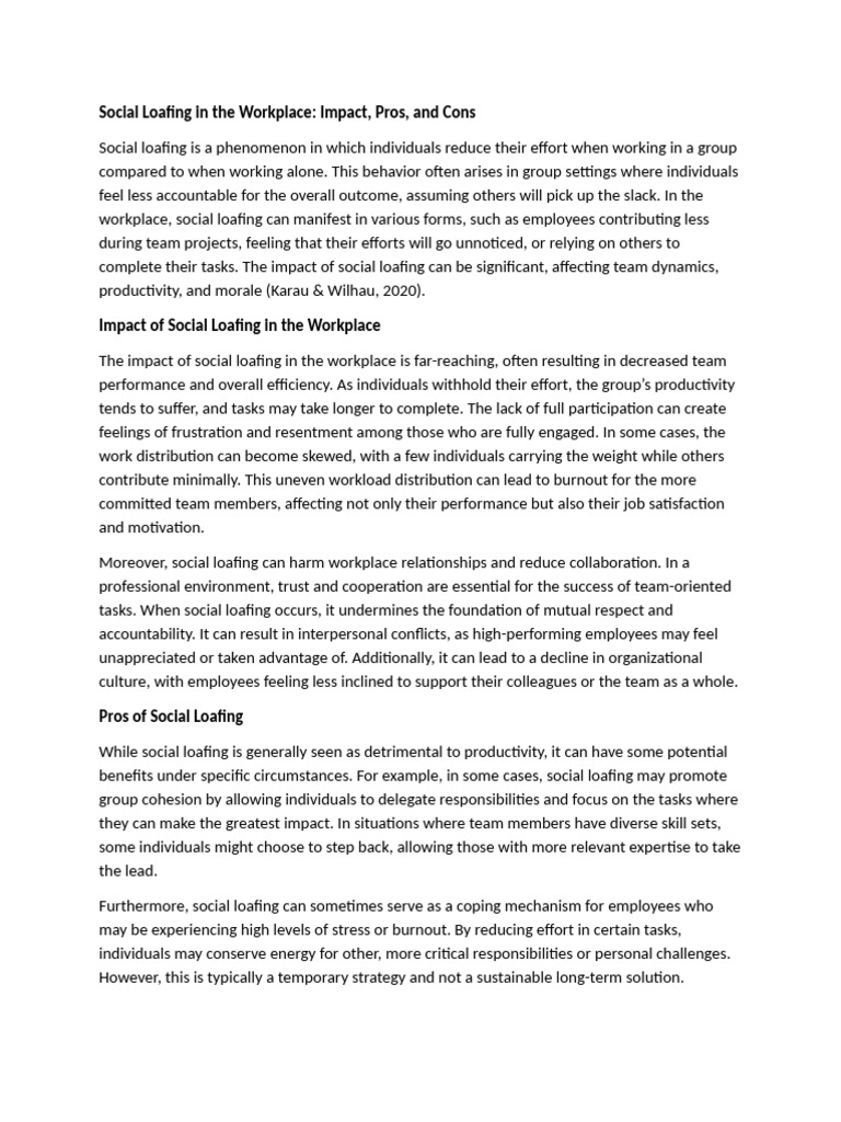 Understanding Social Loafing at Work | PDF | Motivation | Motivational