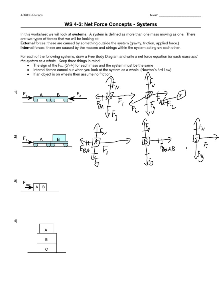 Jacob Healy - WS 4-3 Net Force Concepts - Systems | PDF