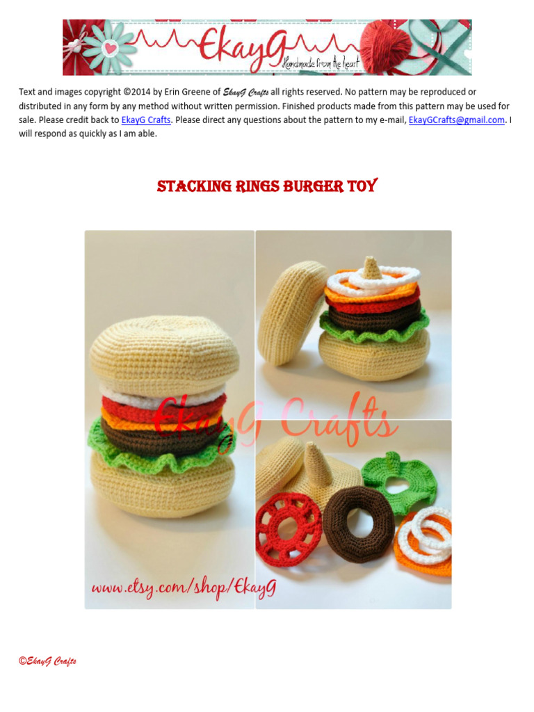 Stacking Rings Burger Toy | PDF | Crochet | Textile Arts