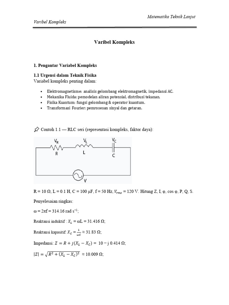 Variabel Kompleks dalam Teknik Fisika | PDF
