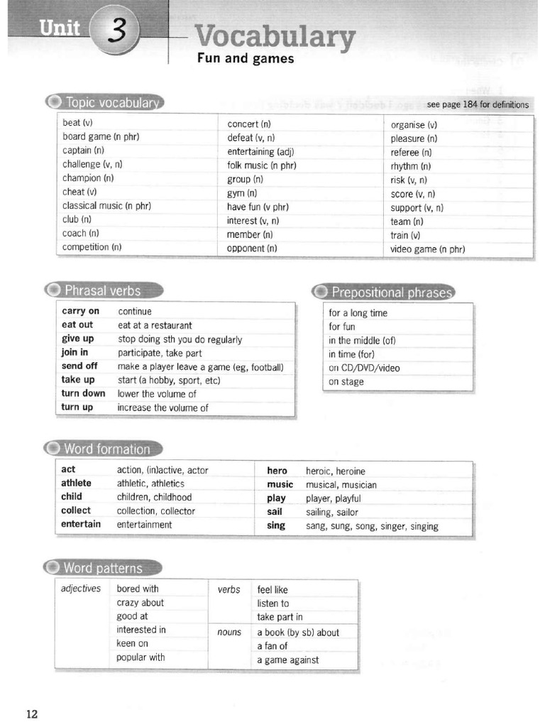 Vocabulary Unit 3 | PDF