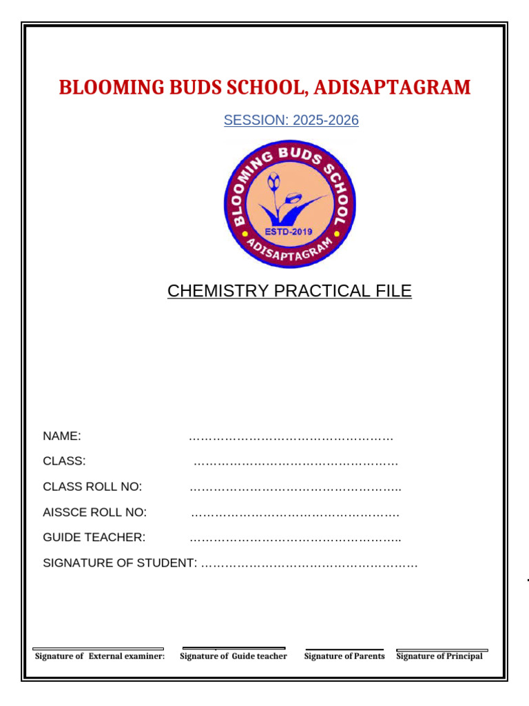 Chemistry Practical File Cover Page | PDF
