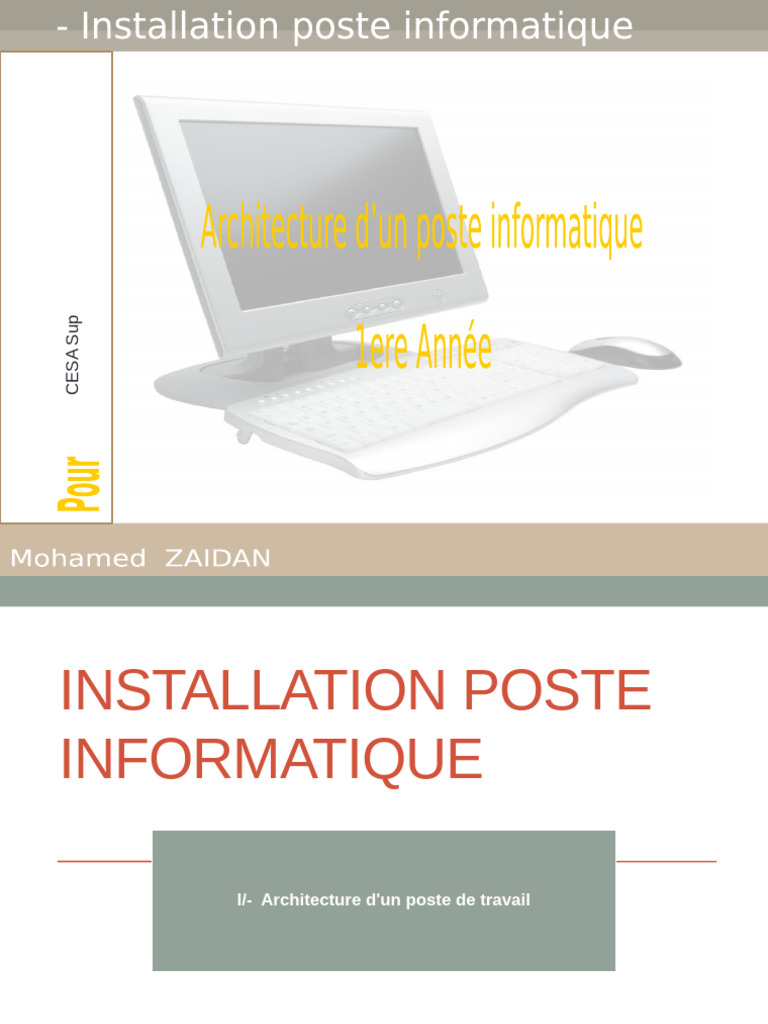 1A-Installation Poste Informatique 1 | PDF | Mémoire (informatique) | Disque dur
