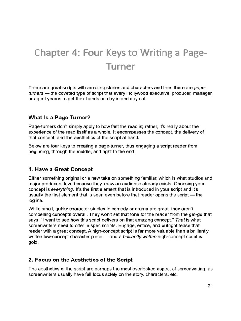 Four Keys to Writing a Page Turner | PDF