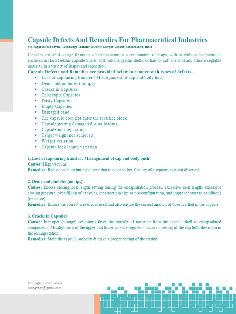 Capsule Defects & Remedies Guide | PDF