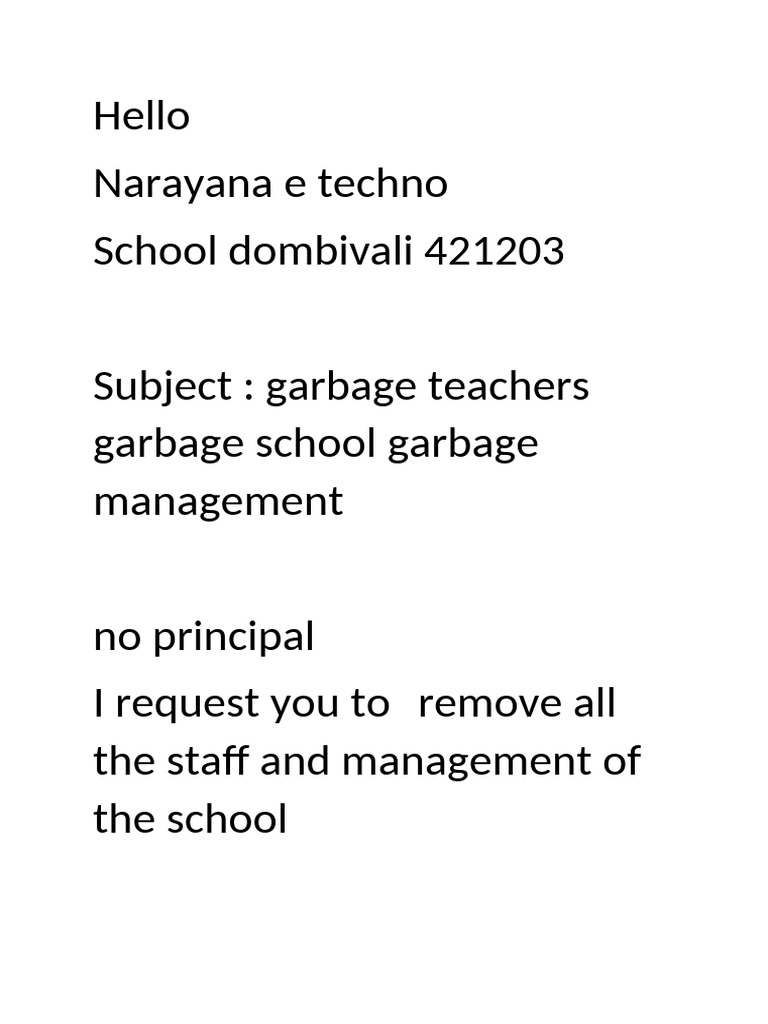 An Imp. Letter To School | PDF