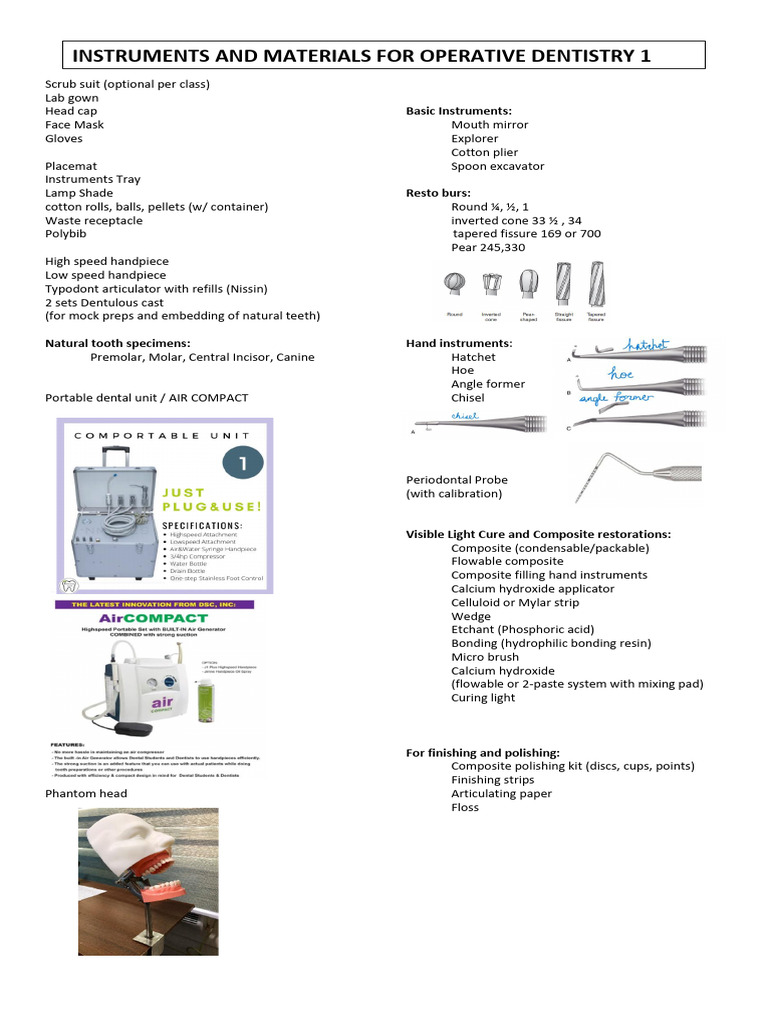 Instruments and Materials - OD1 | PDF | Tooth | Dental Anatomy