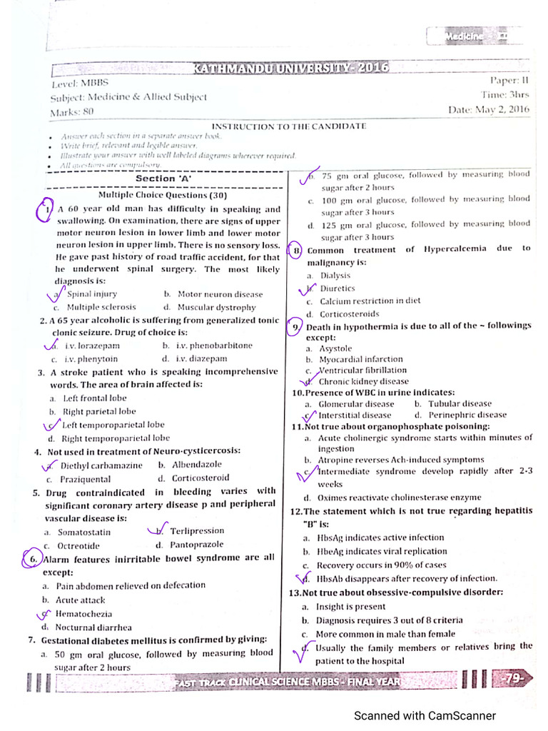 Medicine 2 MCQ | PDF