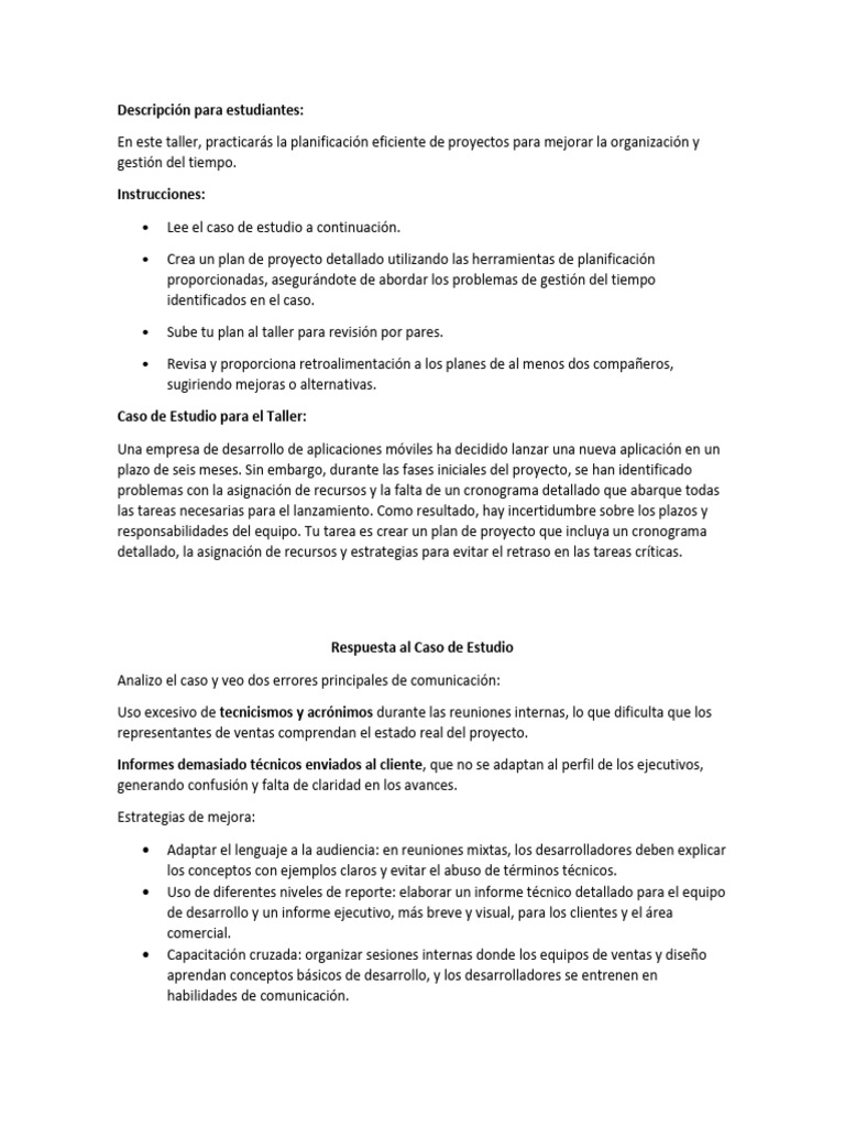 Actividad 2 M3 Taller Planificación Eficiente de Proyectos-cris | PDF ...