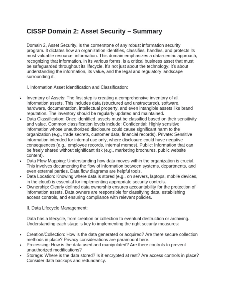 CISSP Domain 2: Asset Security Overview | PDF | Computer Security ...