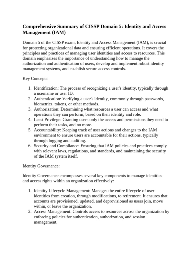 Summary for CISSP Domain 5 | PDF | Access Control | Authentication