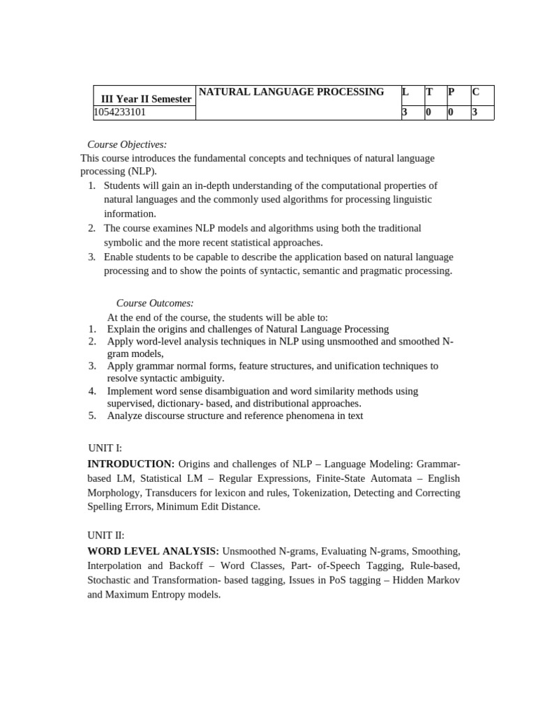 Natural Language Processing Course Overview | PDF | Parsing | Deep Learning