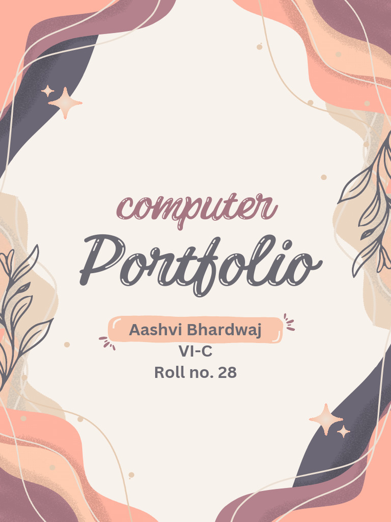 Peach Purple Aesthetic Abstract Portfolio Cover Page A4 Document | PDF