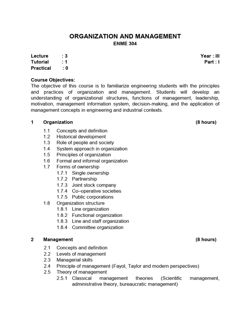 Organization and Management | PDF | Leadership | System
