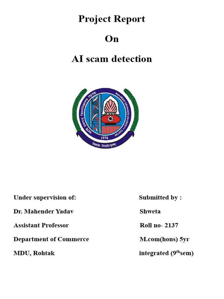 AI-Based Scam Detection Project Report | PDF | Artificial Intelligence ...