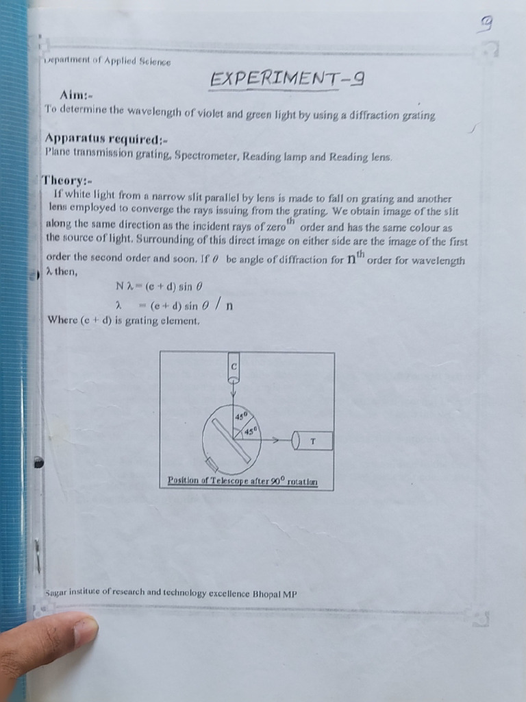 Experiment 09 Diffraction | PDF