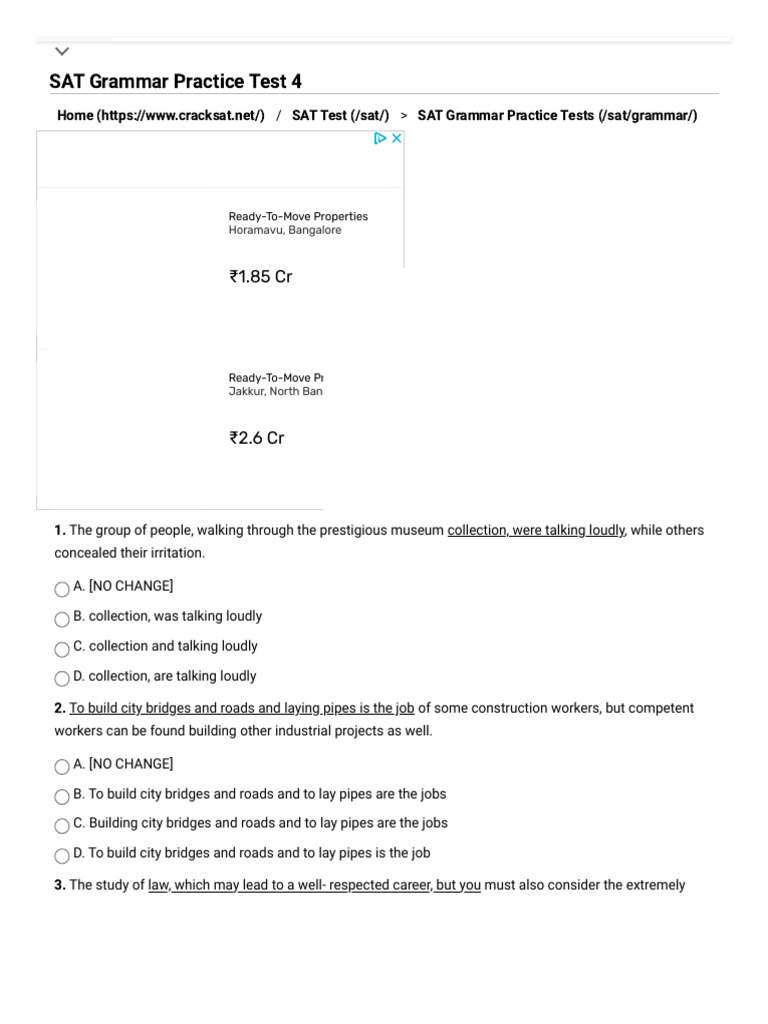 Sat Grammar Practice Test 4 Pdf