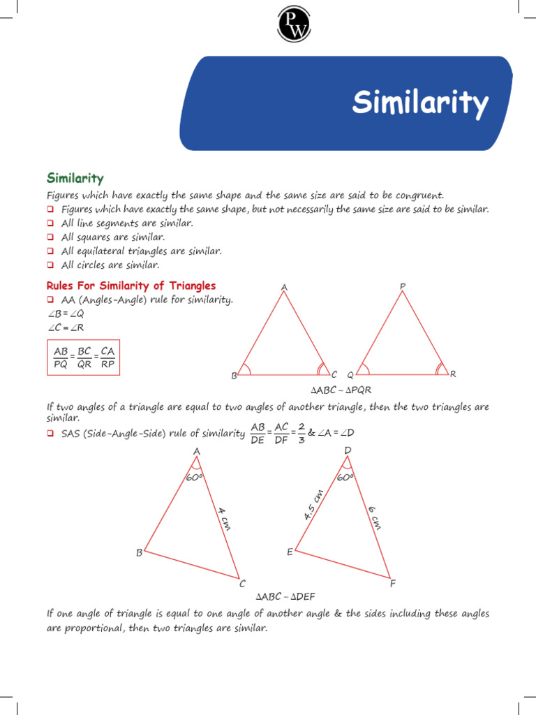 Similarity and Triangle Proportions Explained | PDF | Triangle ...