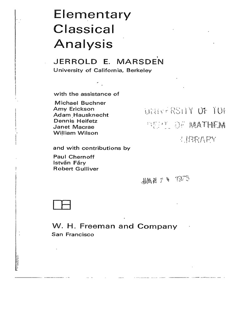 Jerrold E. Marsden - Elementary classical analysis-W.H. Freeman (1974 ...