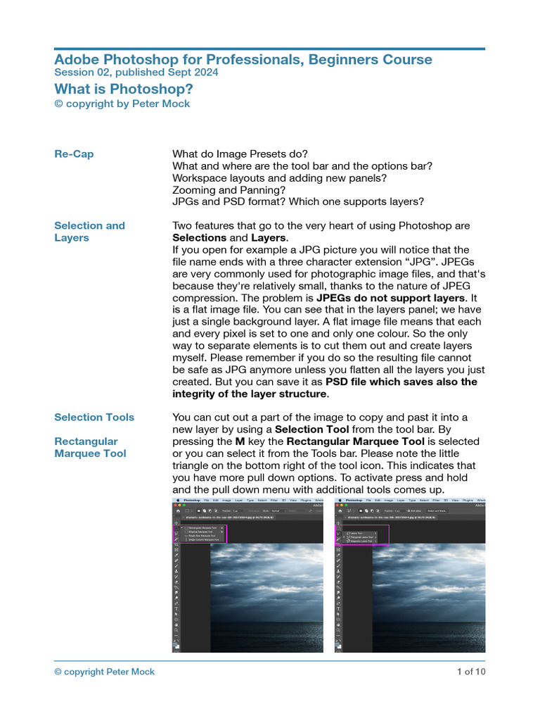 02 PS Beginner HandOut HandOut 02 Selection Tools Sept 2024 | PDF ...