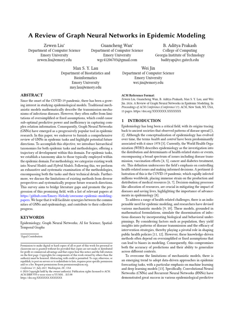 Graph Neural Networks in Epidemic Modeling | PDF | Epidemiology ...